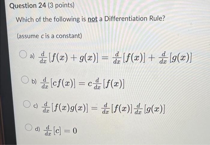 Solved Which of the following is not a Differentiation Rule? | Chegg.com