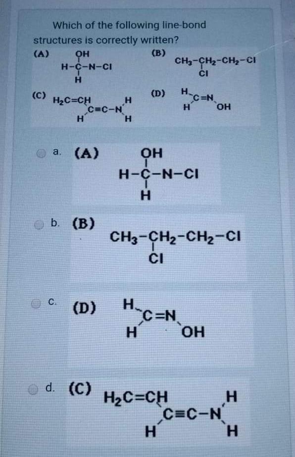 Solved Which of the following line-bond structures is | Chegg.com