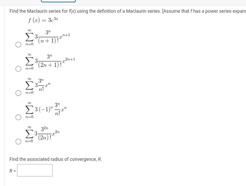 Solved Find the Maclaurin series for f(x) using the | Chegg.com