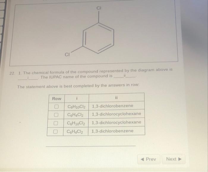 Solved CI CI 22. 1. The chemical formula of the compound | Chegg.com