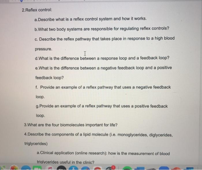 Solved 2.Reflex control: a.Describe what is a reflex control | Chegg.com