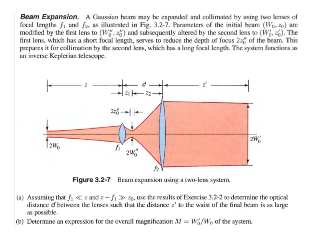 Solved Beam Expansion. A Gaussian beam may be expanded and | Chegg.com