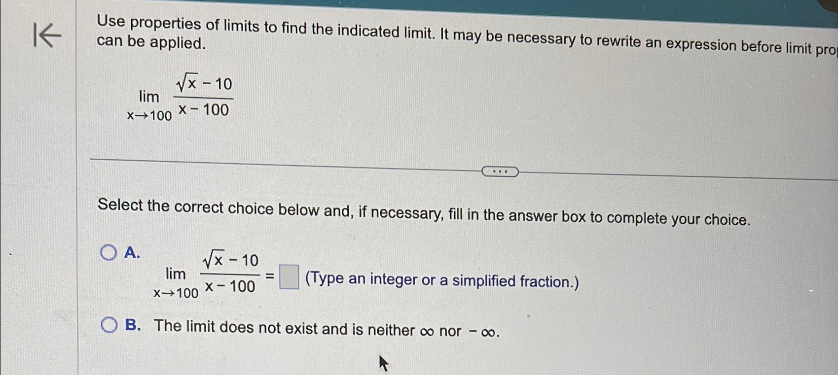 Solved Use properties of limits to find the indicated limit. | Chegg.com