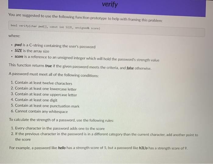 Solved Password Verifier Or In This Homework Assignment You 