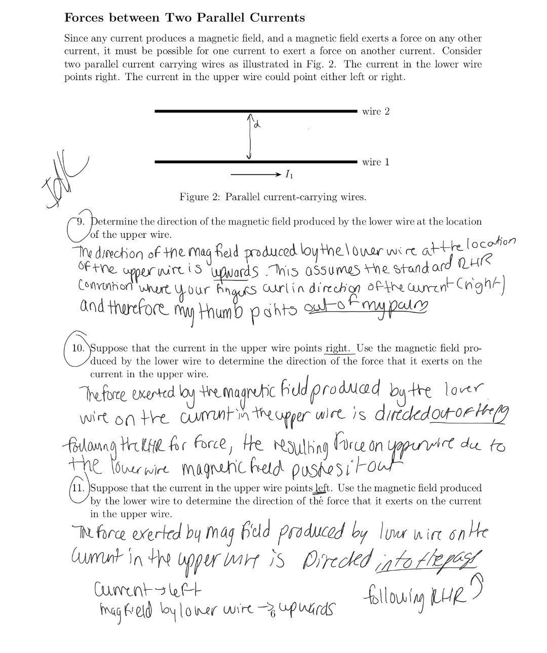 Solved Forces between Two Parallel CurrentsSince any current | Chegg.com