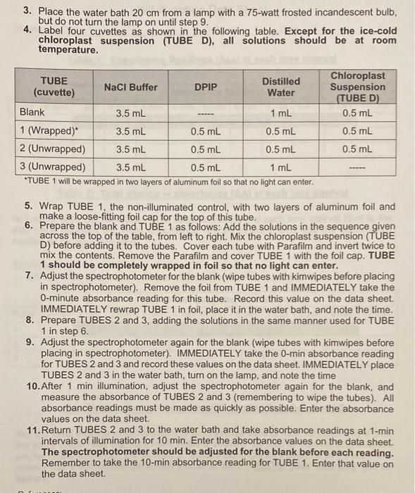 Solved LAB #5: THE HILL REACTION IN ISOLATED CHLOROPLASTS | Chegg.com