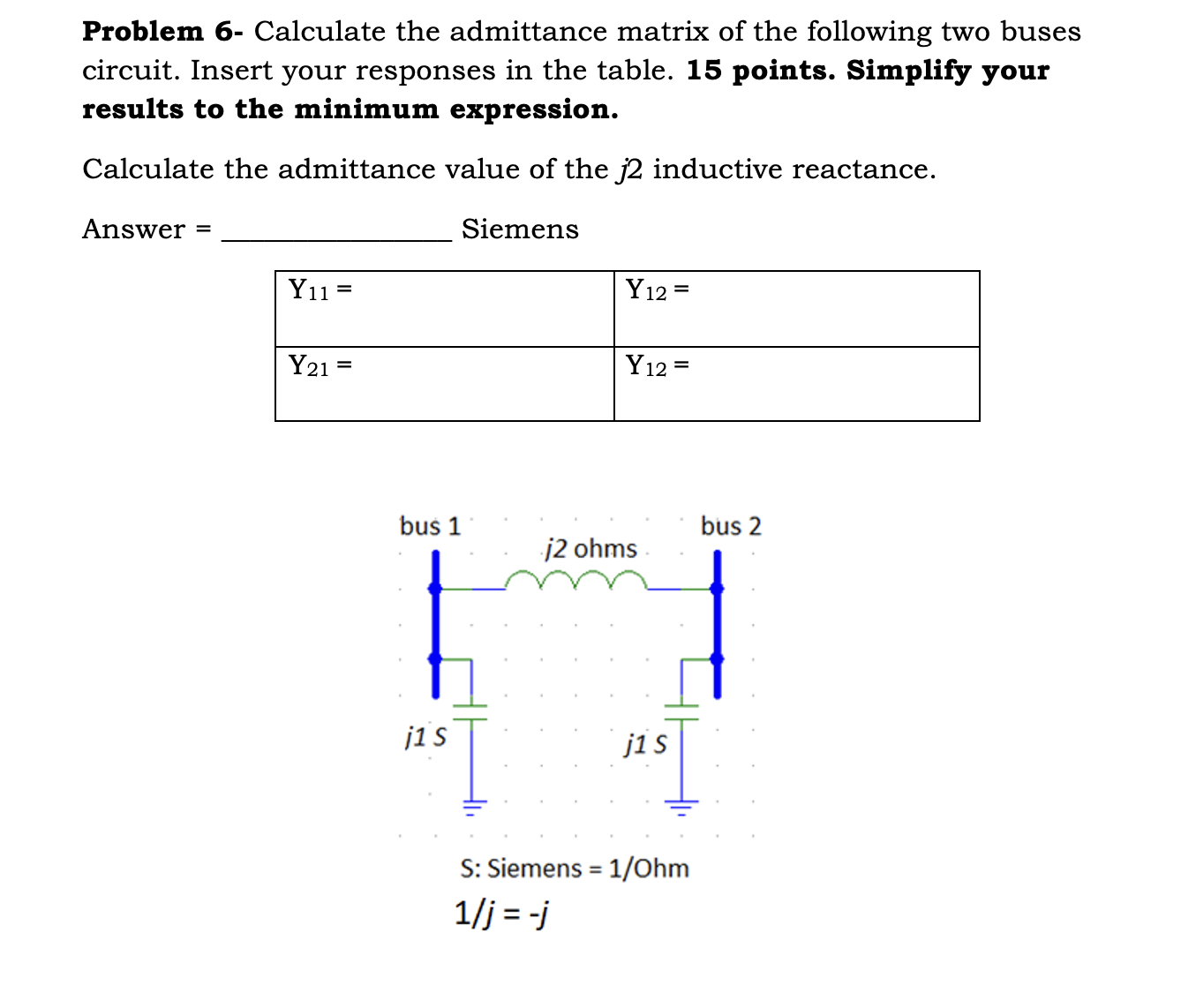 Solved Problem 6- ﻿Calculate the admittance matrix of the | Chegg.com