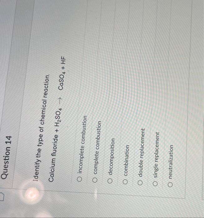 Solved Question 14 Identify the type of chen Calcium | Chegg.com