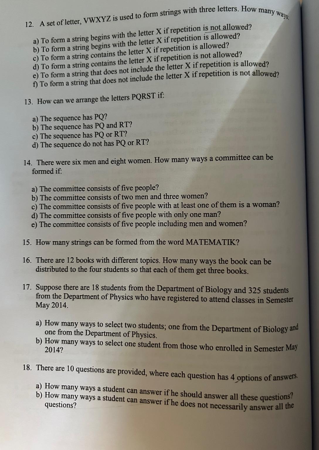 Solved A set of letter, VWXYZ is used to form strings with | Chegg.com