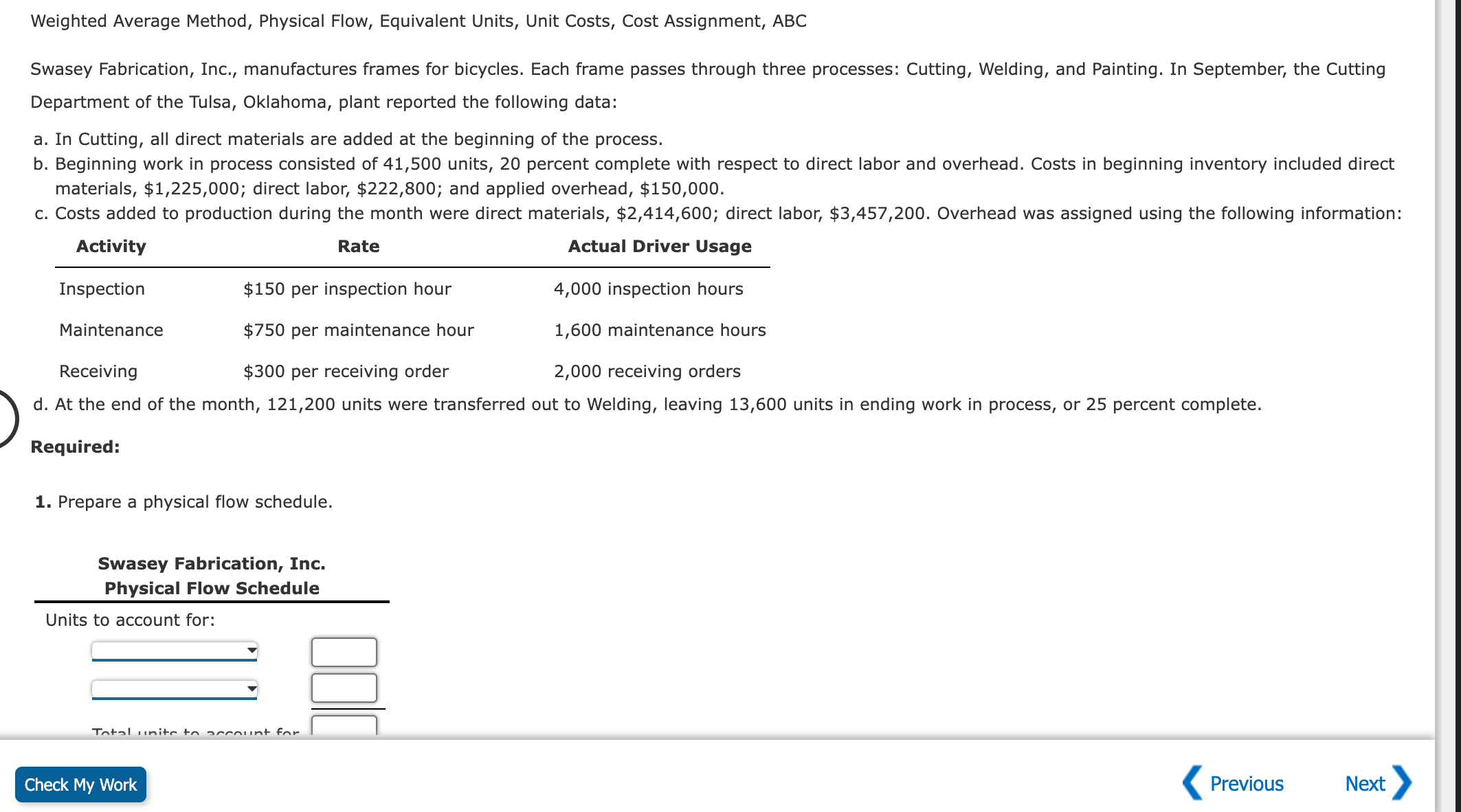 Solved Weighted Average Method, Physical Flow, Equivalent | Chegg.com