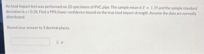 Solved An izod impact test was performed on 20 specimens of | Chegg.com