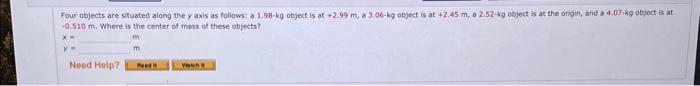 Solved Four objects are stuated along the y axos as follows: | Chegg.com