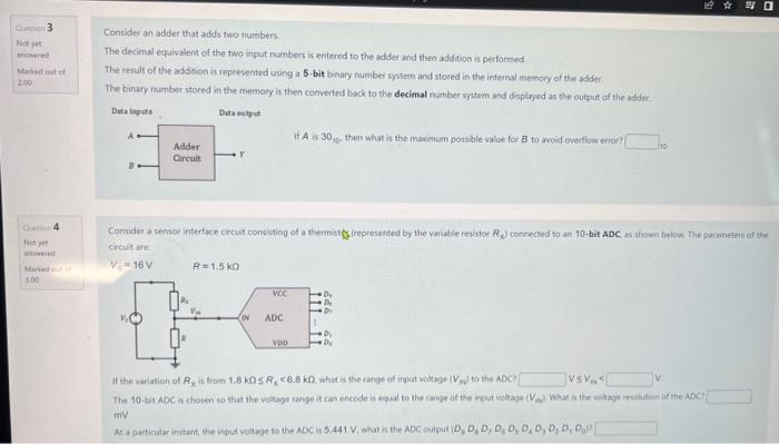 Solved Consider an adder that adds two numbers The decimul | Chegg.com