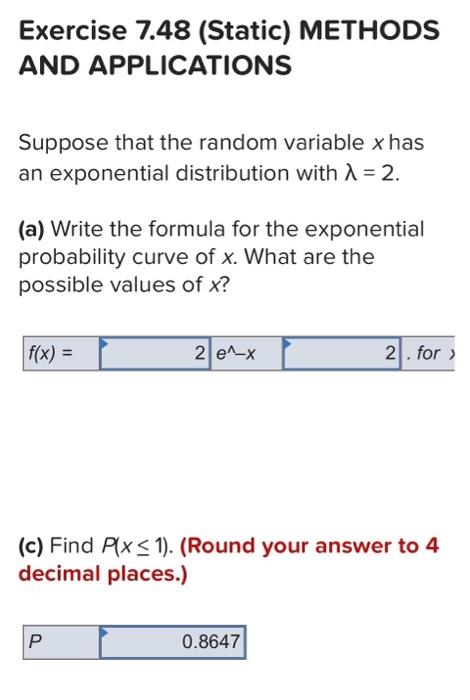Solved Exercise 7.48 (Static) METHODS AND APPLICATIONS | Chegg.com