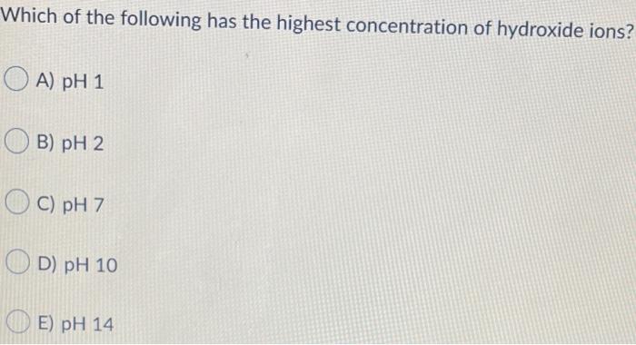 Solved which of the following has the highest concentrarion | Chegg.com