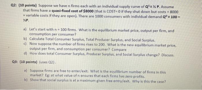 Solved Q2: (10 points) Suppose we have n firms each with an | Chegg.com Solved Q2: (10 points) Suppose we have n firms each with an | Chegg.com