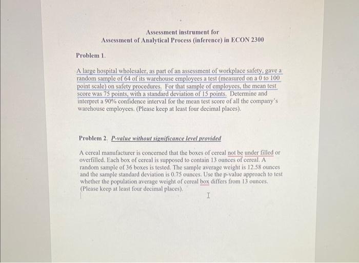 Solved Assessment instrument for Assessment of Analytical | Chegg.com