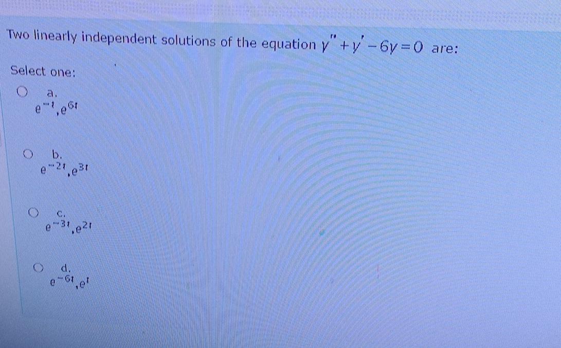 Solved Two linearly independent solutions of the equation | Chegg.com