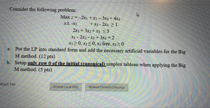 Solved Consider the following problem: Max | Chegg.com