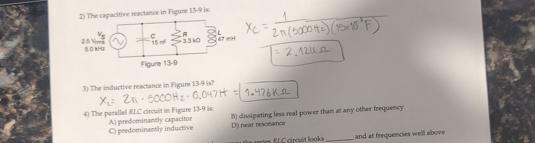 Solved The parallel RLC circuit in Figure 13-9 ﻿is:A) | Chegg.com