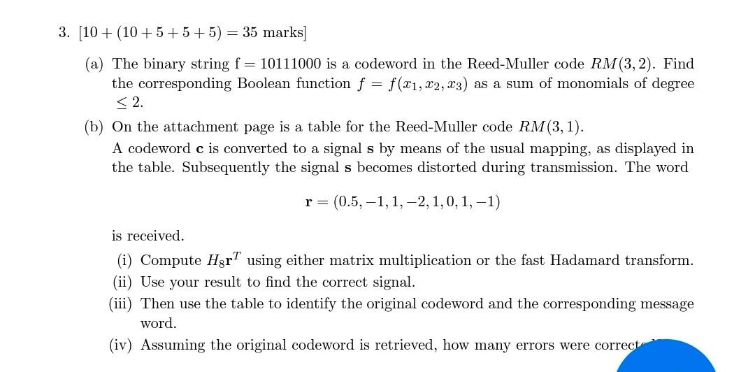 [10+(10+5+5+5)=35 marks ] (a) The binary string | Chegg.com