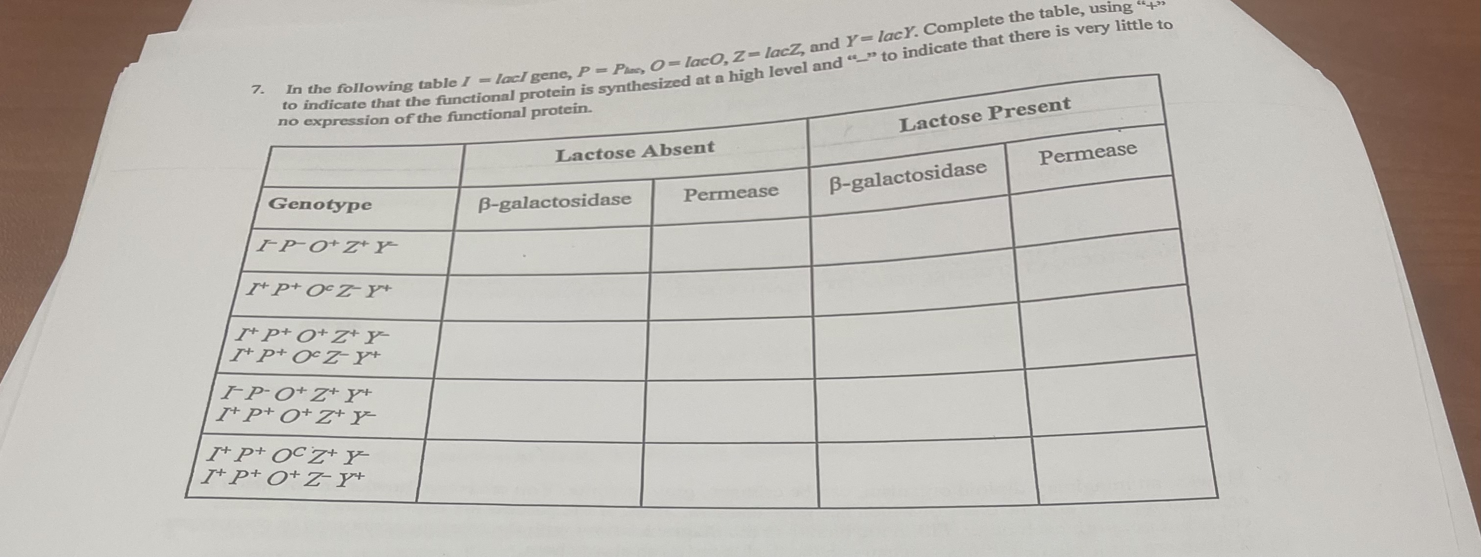Solved Complete the table, using "+" ﻿to indicate that the | Chegg.com