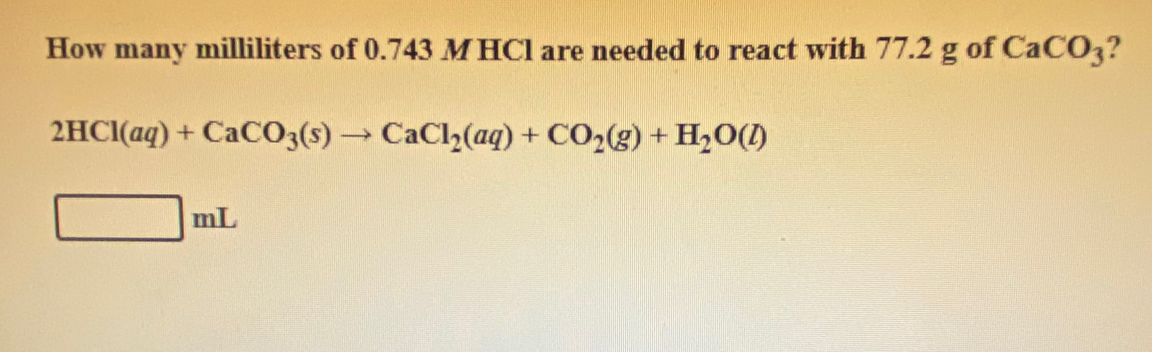 Solved How many milliliters of 0.743MHCl ﻿are needed to | Chegg.com