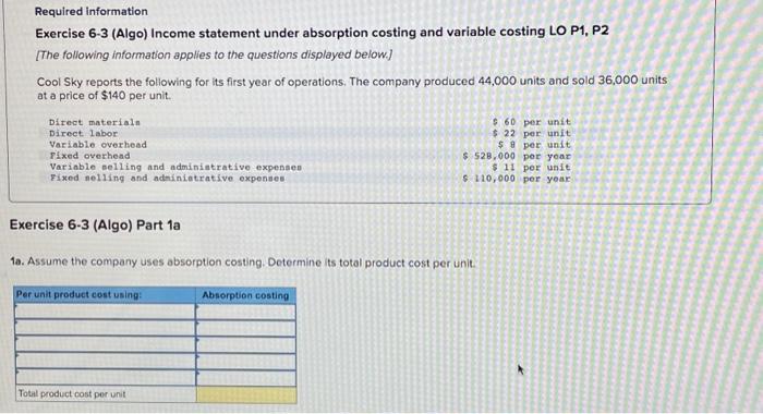 Solved Required information Exercise 6-3 (Algo) Income | Chegg.com