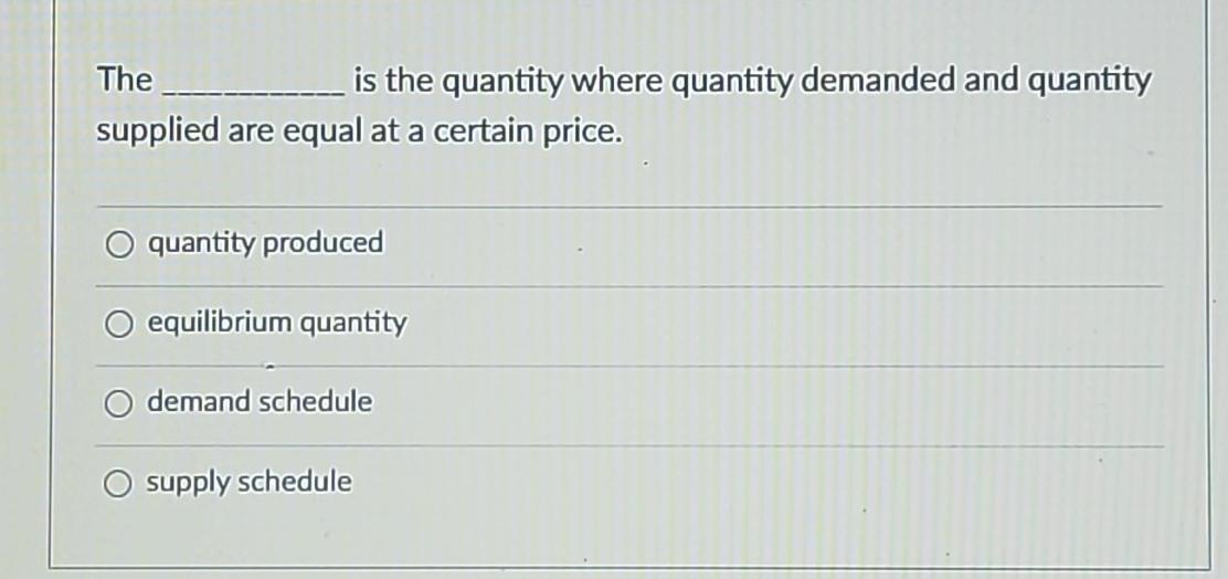 Solved The is the quantity where quantity demanded and | Chegg.com