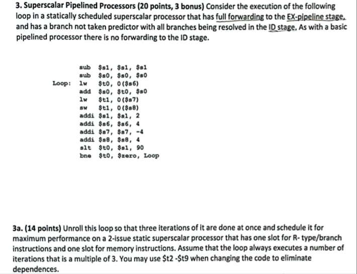 Superscalar Pipelined Processors ( 20 ﻿points, 3 | Chegg.com