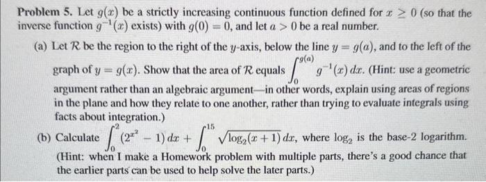 Solved Problem 5 Let G X Be A Strictly Increasing