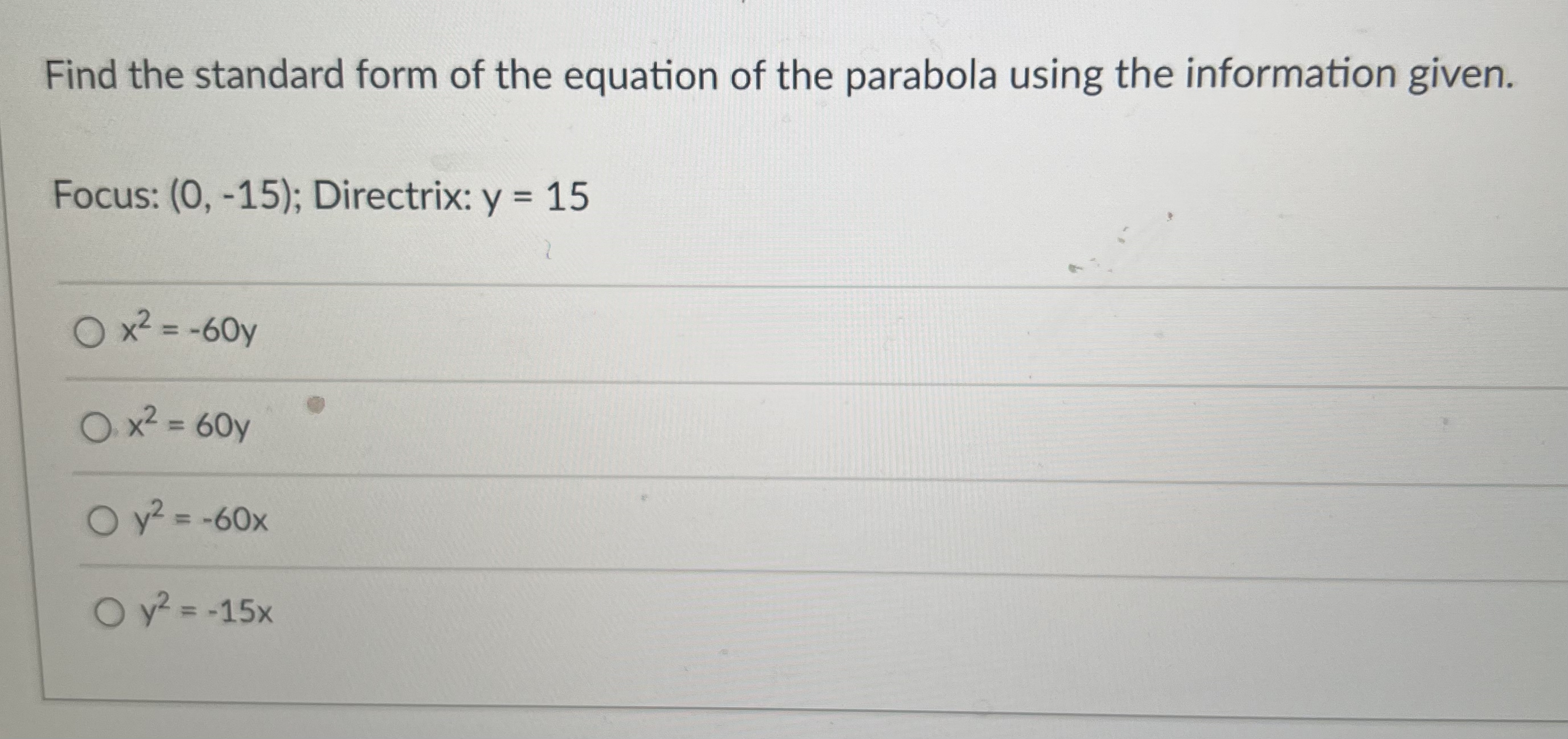 Solved Find the standard form of the equation of the | Chegg.com