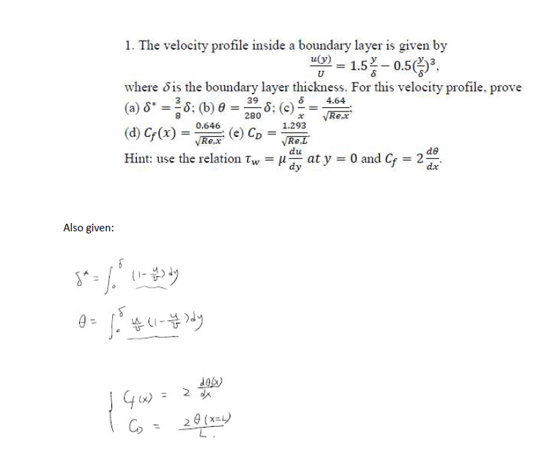 Solved Please show all steps. The velocity profile inside a | Chegg.com