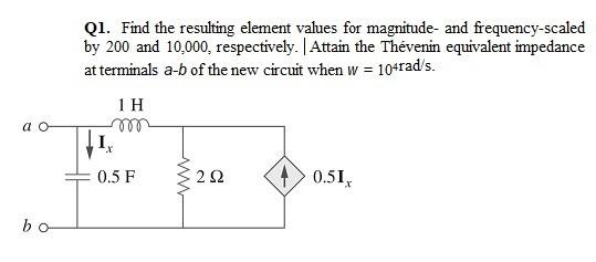 Solved Q1. Find the resulting element values for magnitude- | Chegg.com