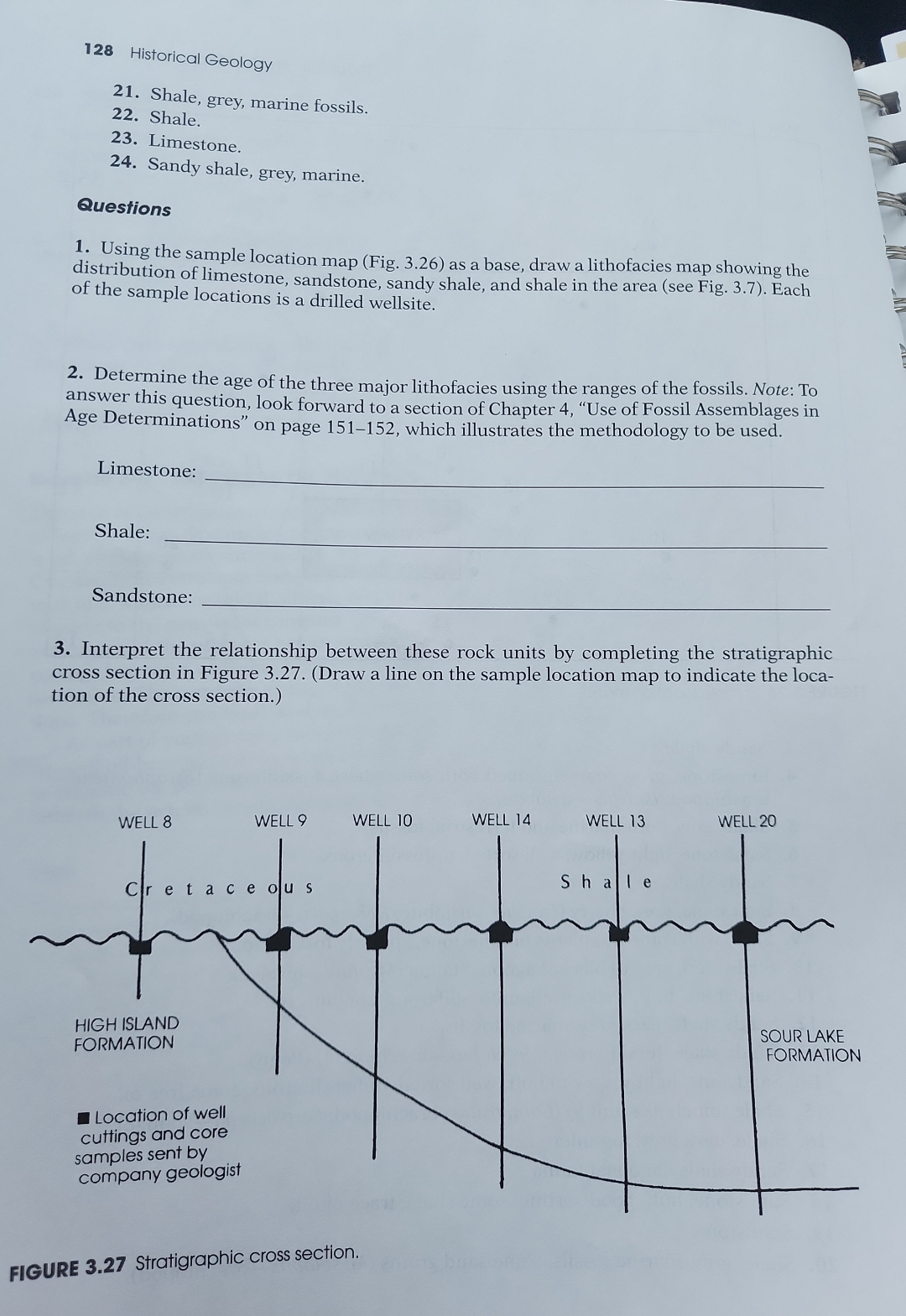 Solved 128 ﻿Historical Geology21. ﻿Shale, grey, marine | Chegg.com