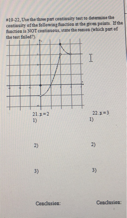 Solved #19-22. Use the three part continuity test to | Chegg.com