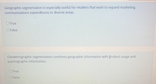 Solved Geographic segmentation is especially useful for | Chegg.com