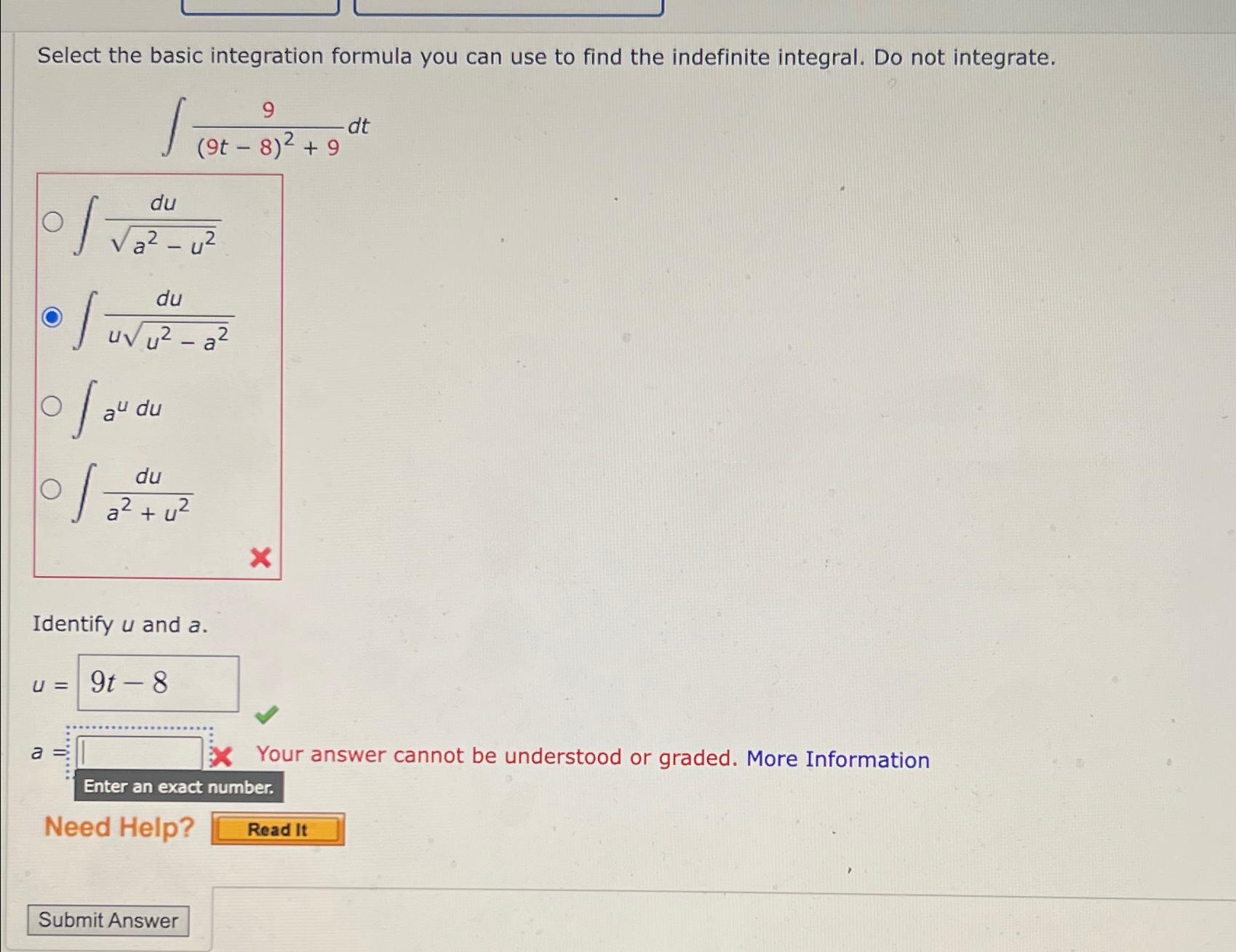 Solved Select the basic integration formula you can use to | Chegg.com