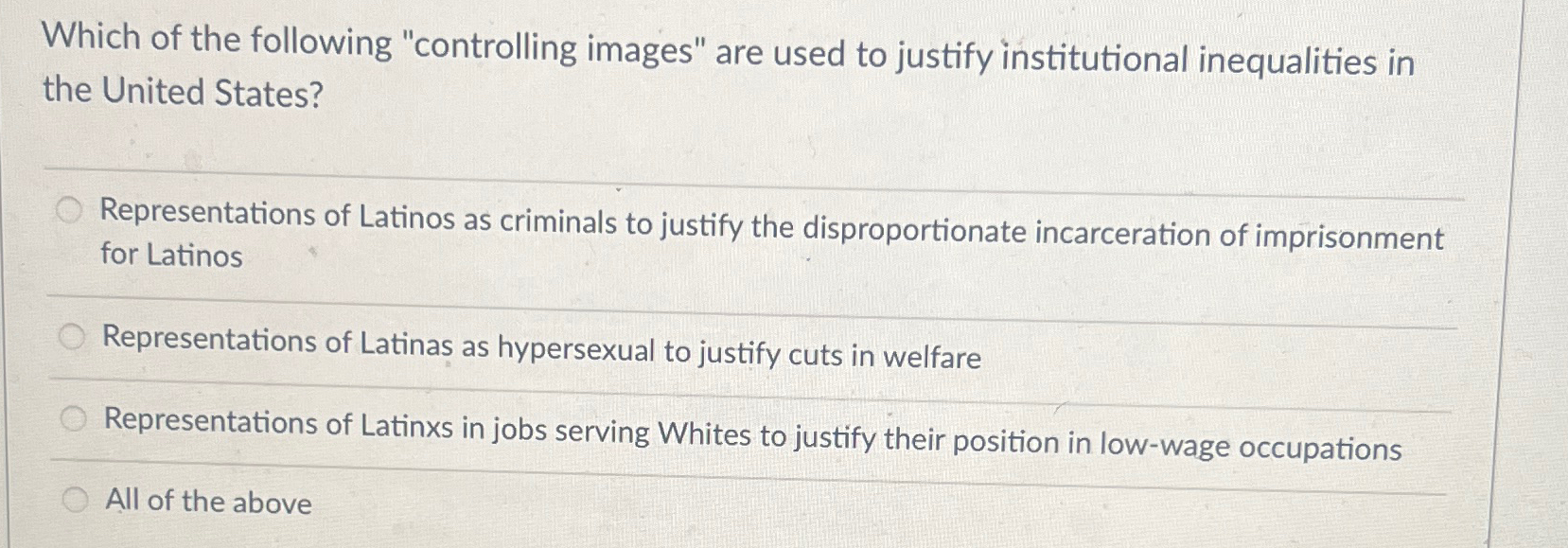 Solved Which of the following "controlling images" are used | Chegg.com