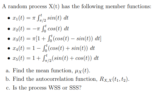 Solved A random process x(t) ﻿has the following member | Chegg.com