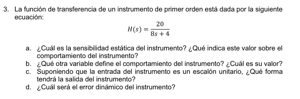 La función de transferencia de un instrumento de | Chegg.com