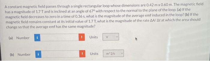 Solved A constant magnetic field passes through a single | Chegg.com