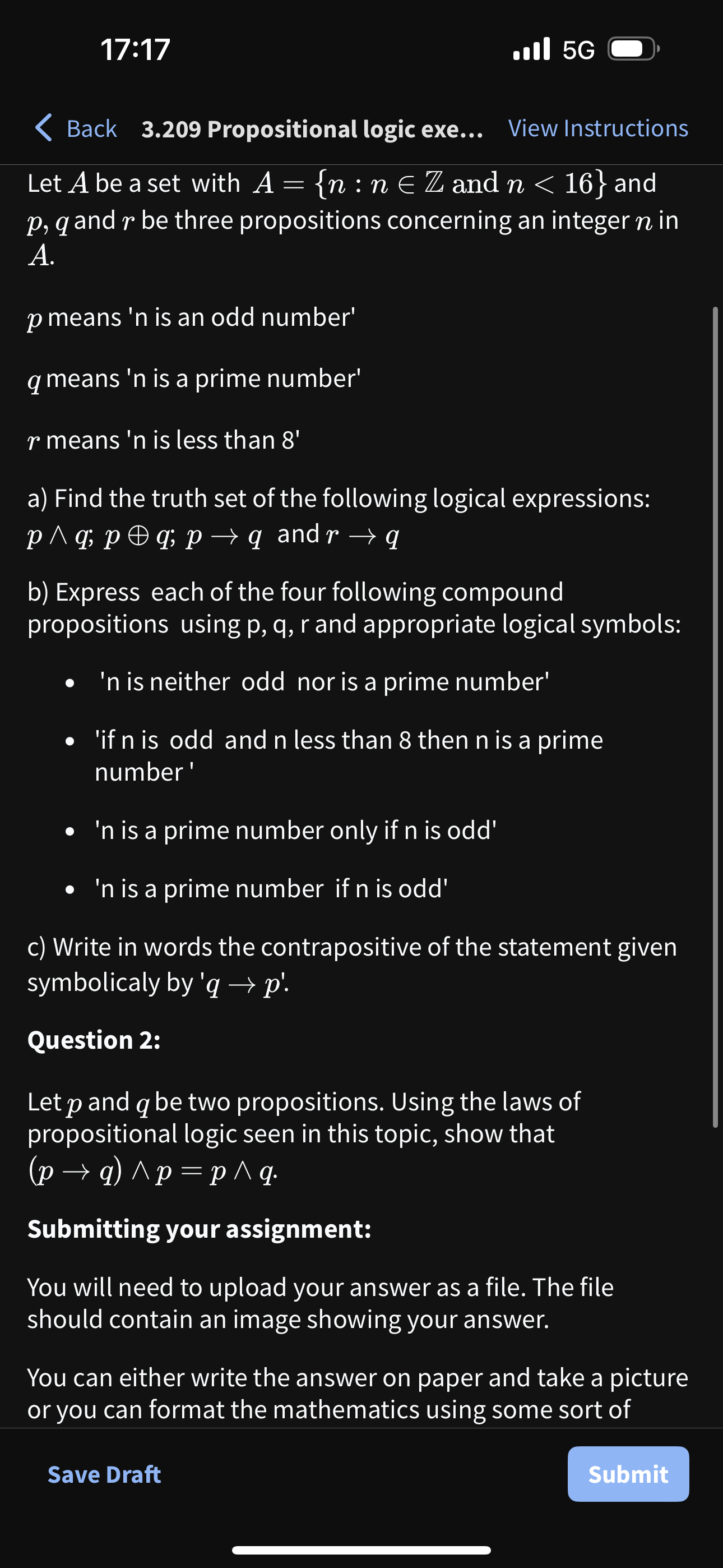 Solved 17:175GBack 3.209 ﻿Propositional logic exe...View | Chegg.com