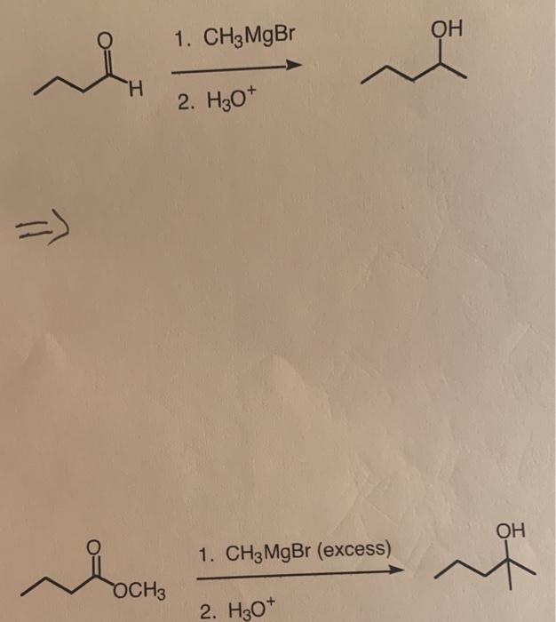 Solved 1. CH3 MgBr ОН Н 2. НО* ОН 1. CH3 MgBr (excess) OCH 3 | Chegg.com