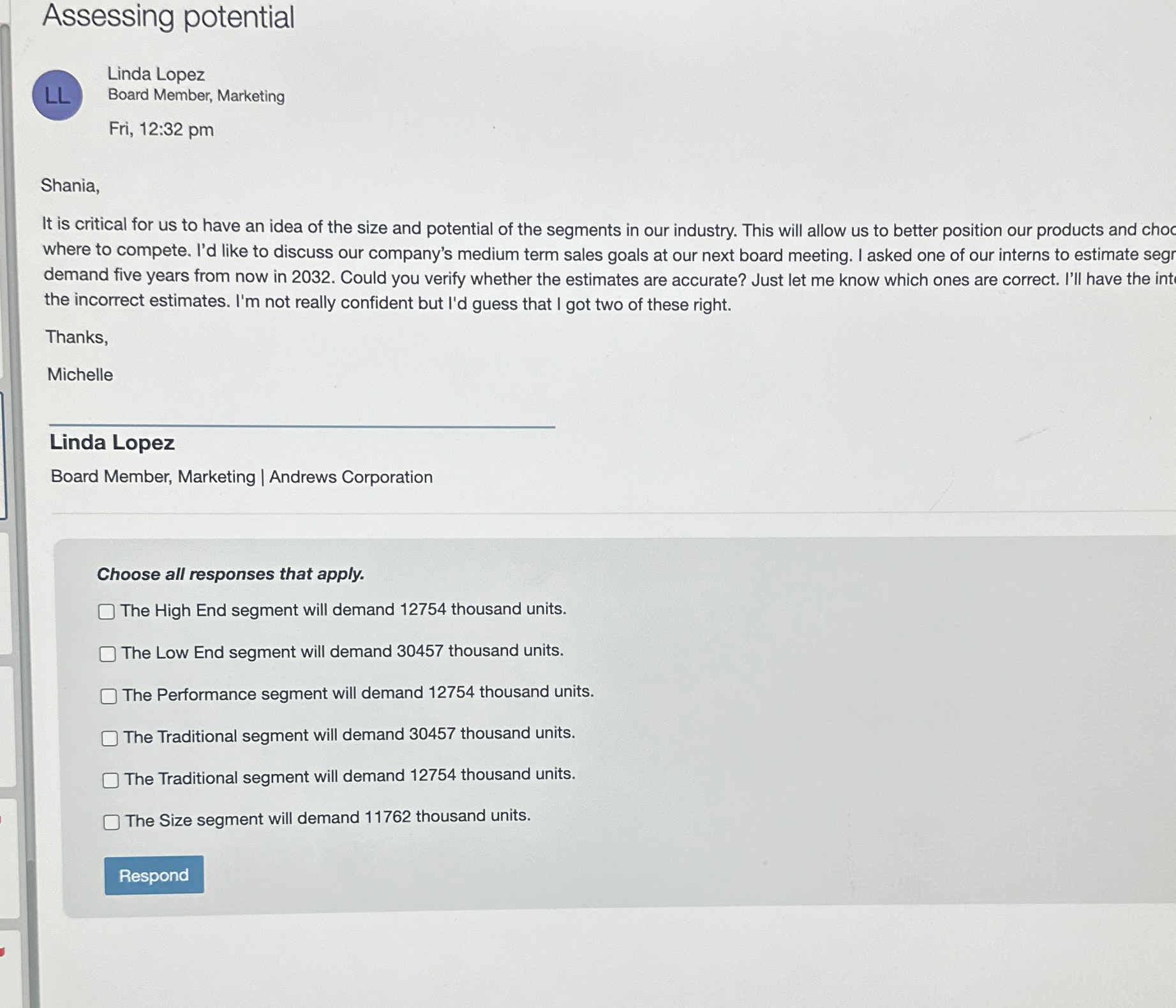 Solved Assessing potentialLinda LopezBoard Member, | Chegg.com
