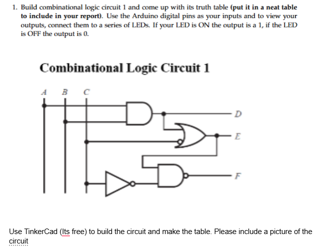 Solved 1. ﻿Build combinational logic circuit 1 ﻿and come up | Chegg.com