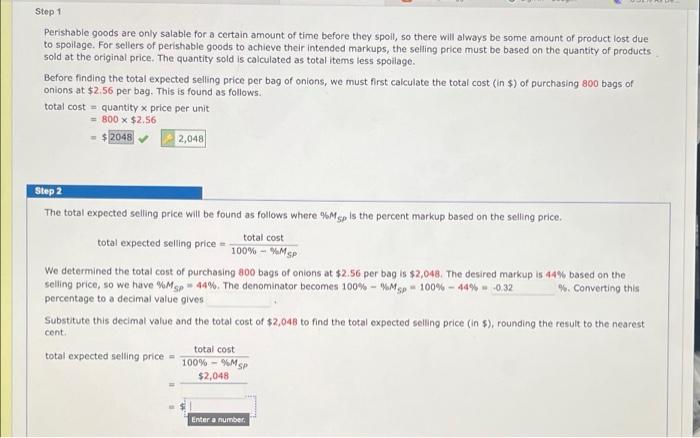 Solved Step 1 Perishable goods are only salable for a | Chegg.com