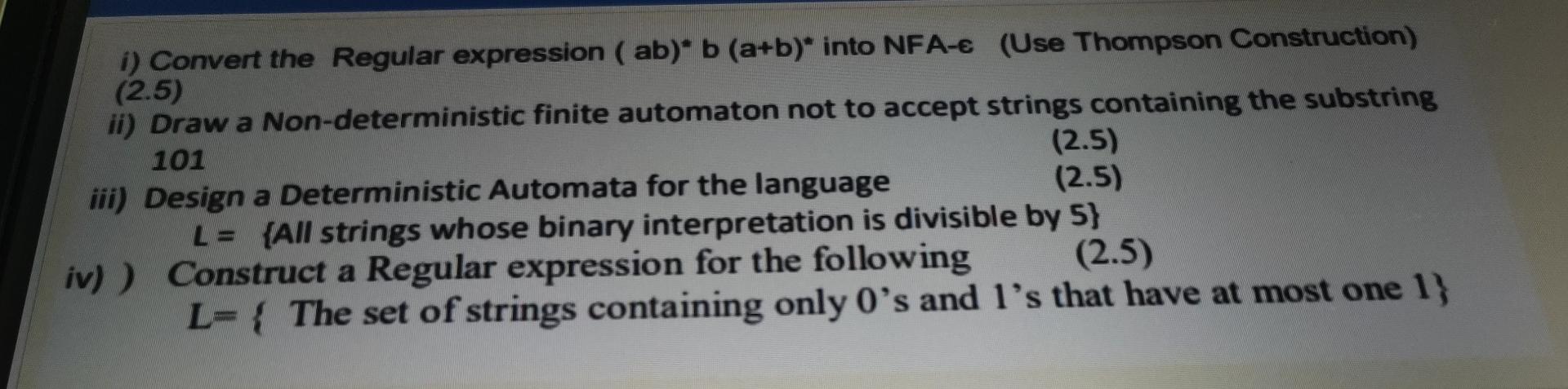 Solved i) Convert the Regular expression (ab)* b (a+b)* into | Chegg.com