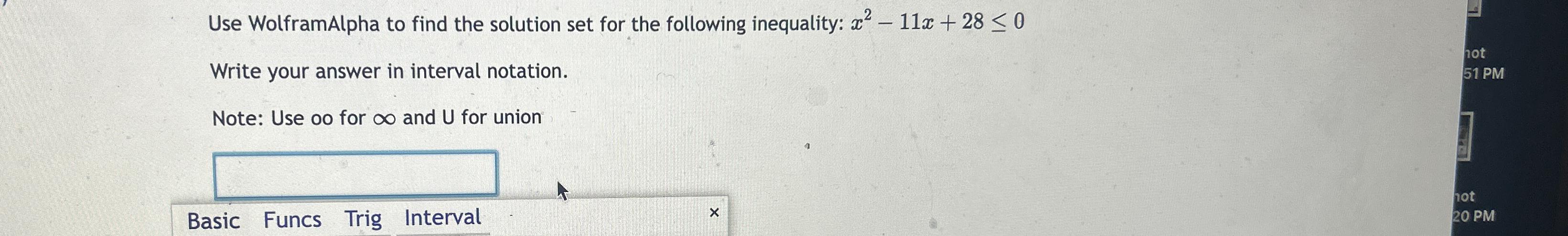 Solved Use Wolframalpha To Find The Solution Set For The 1189