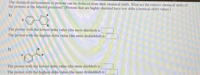 Solved The chemical environment of protons can be deduced | Chegg.com